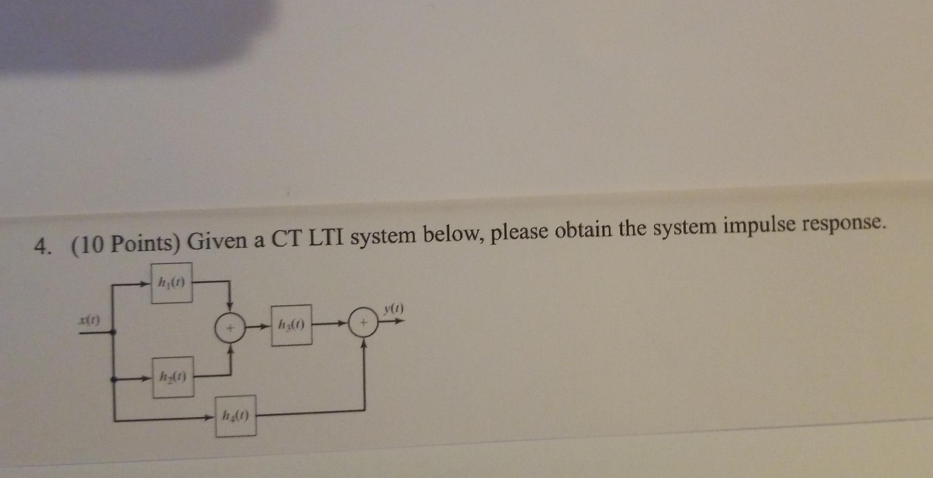 Solved 4. (10 Points) Given a CT LTI system below, please | Chegg.com
