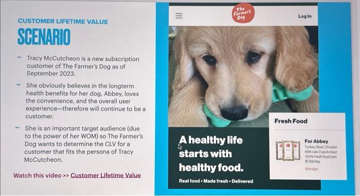 Solved CUSTOMER LIFETIME VALUE SRENARIO - Tracy McCutcheon | Chegg.com