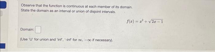 Solved Observe that the function is continuous at each | Chegg.com