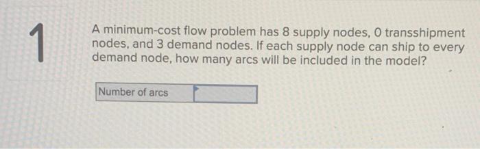 Solved 1. A minimum-cost flow problem has 8 supply nodes, O | Chegg.com