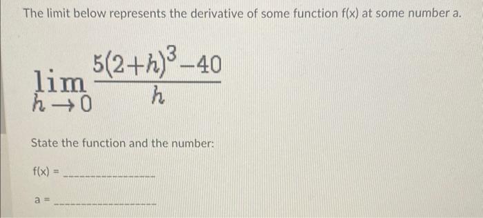 Solved The limit below represents the derivative of some | Chegg.com