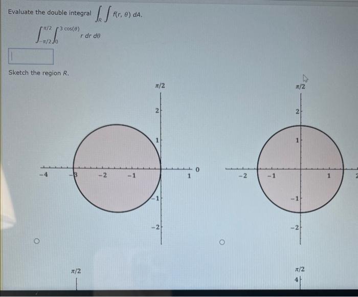 Solved Evaluate the double integral ∫R∫f(r,θ)dA. | Chegg.com