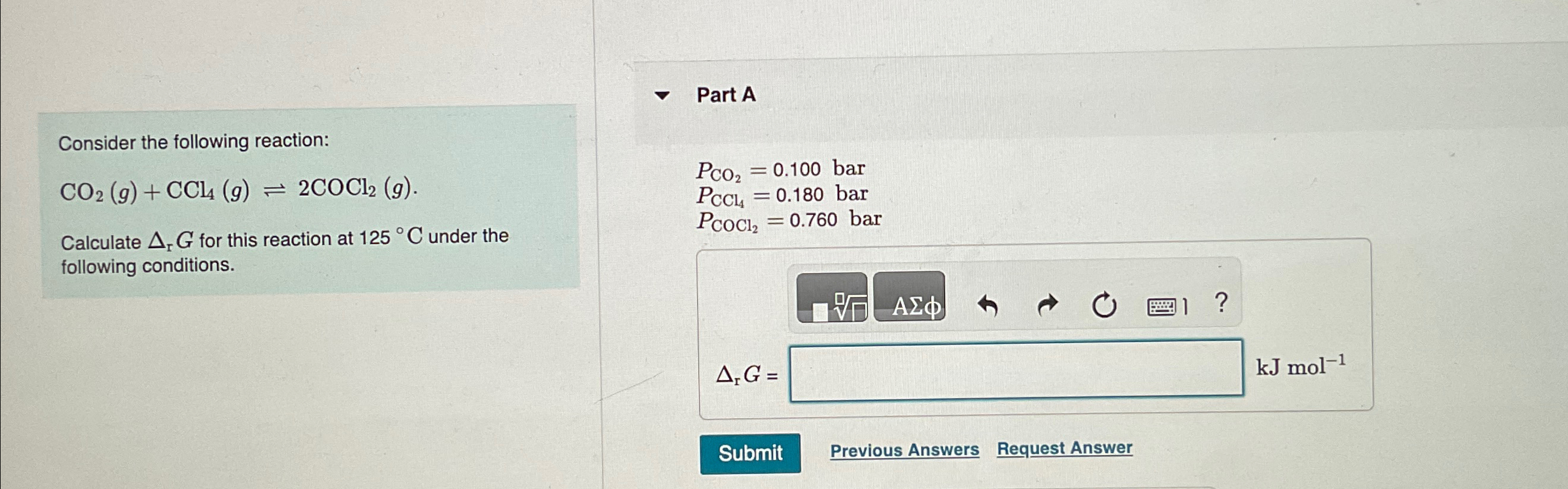 Solved Part AConsider the following | Chegg.com