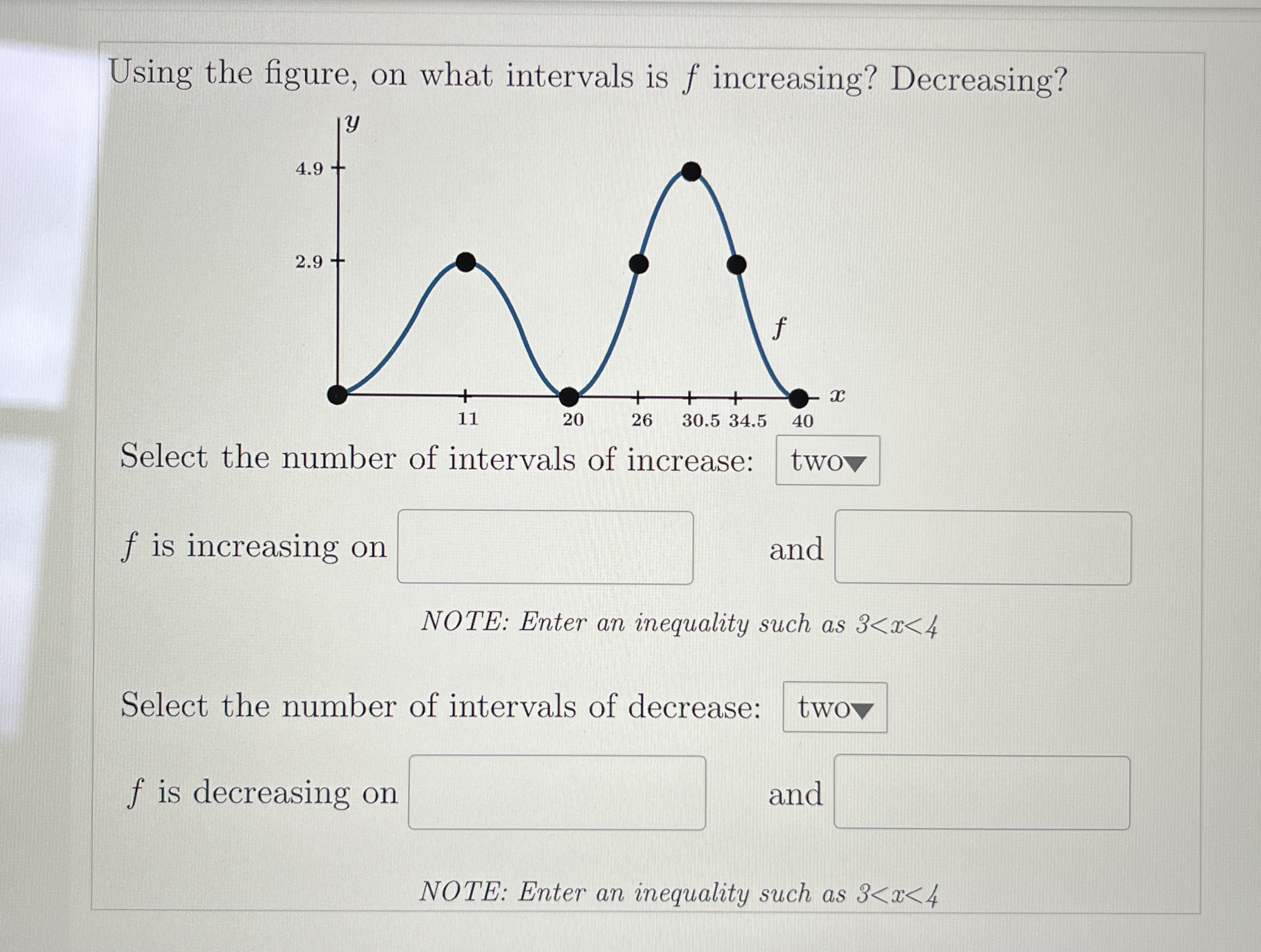 Solved Using the figure, on what intervals is f ﻿increasing? | Chegg.com