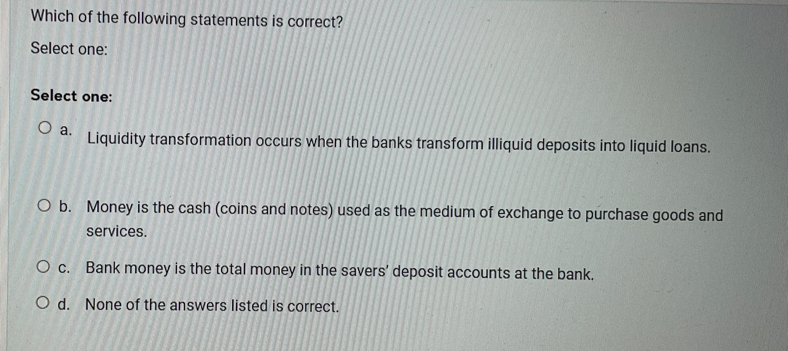Solved Which of the following statements is correct?Select | Chegg.com