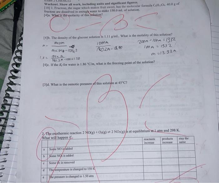 Solved Workout. Show all work, including units and | Chegg.com