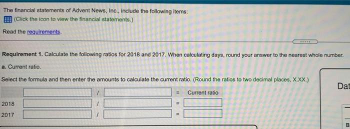 Solved The financial statements of Advent News, Inc., | Chegg.com
