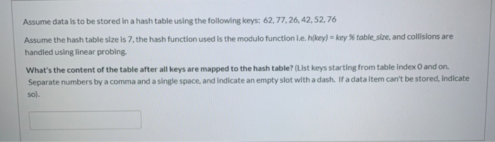 Solved Assume data is to be stored in a hash table using the | Chegg.com