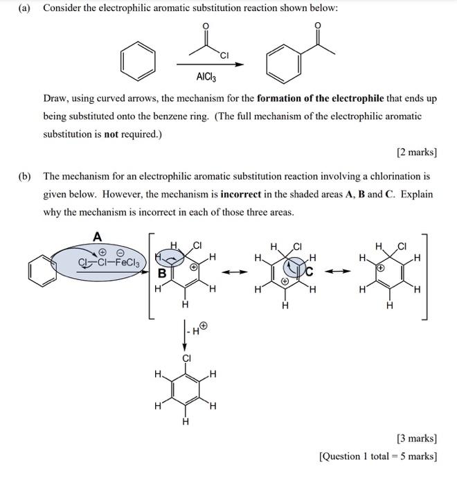Solved (a) Consider the electrophilic aromatic substitution | Chegg.com