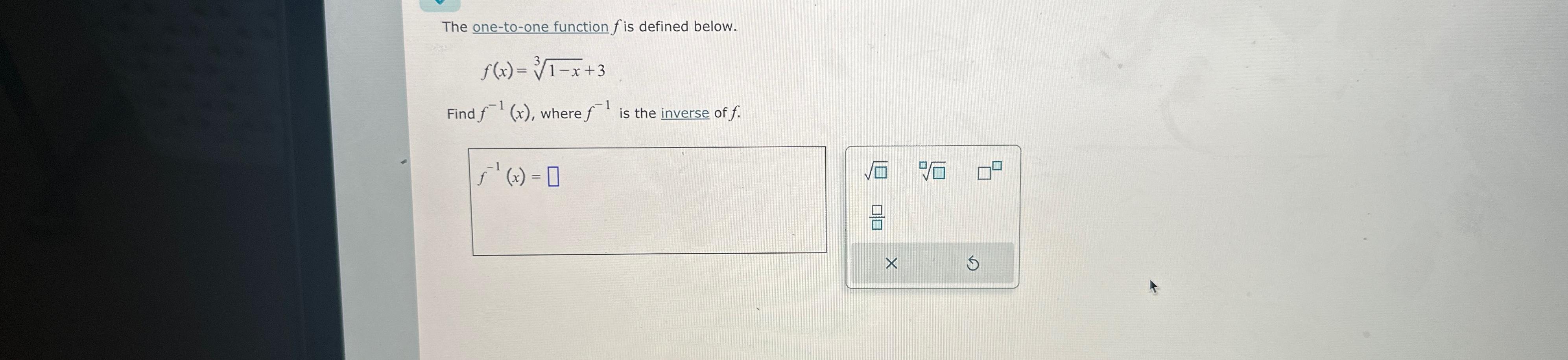 Solved The one-to-one function f ﻿is defined | Chegg.com
