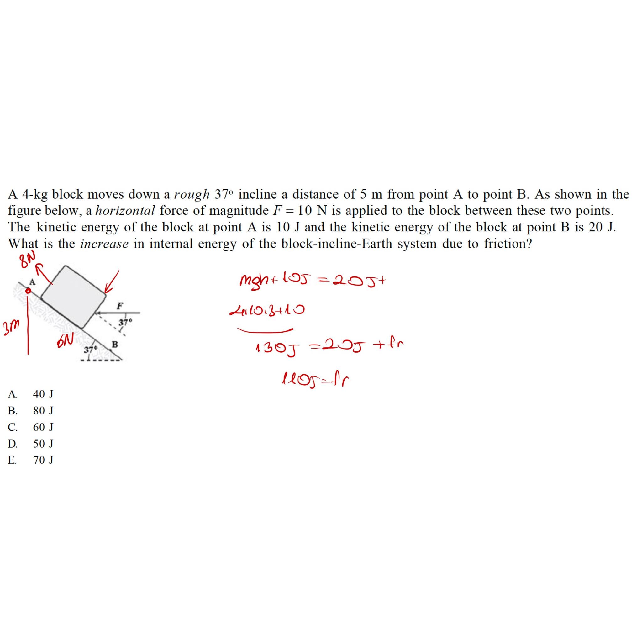 Solved A 4-kg block moves down a rough 37° ﻿incline a | Chegg.com