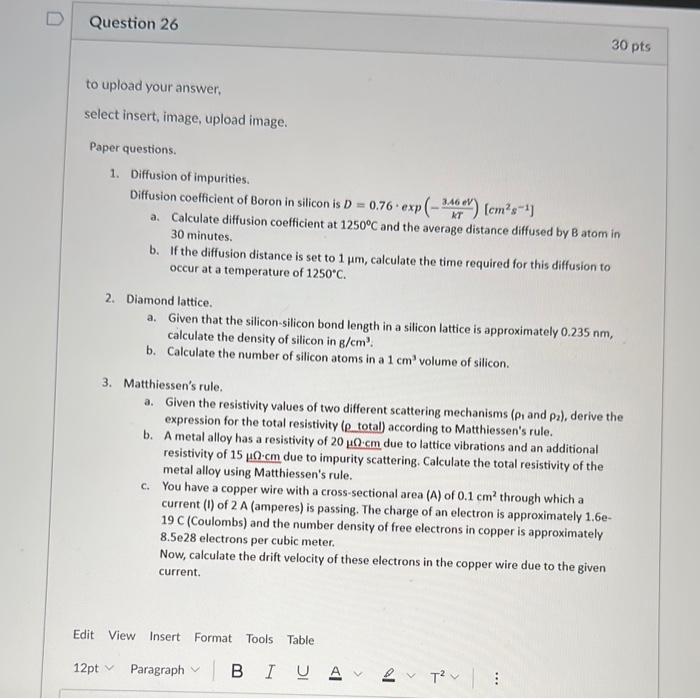 Solved to upload your answer, select insert, image, upload | Chegg.com