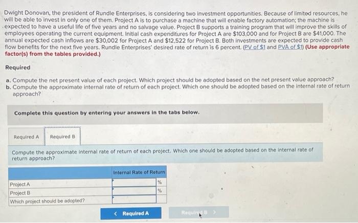Solved Dwight Donovan, the president of Rundle Enterprises, | Chegg.com