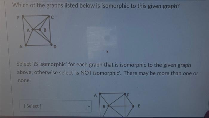 Solved Which of the graphs listed below is isomorphic to | Chegg.com
