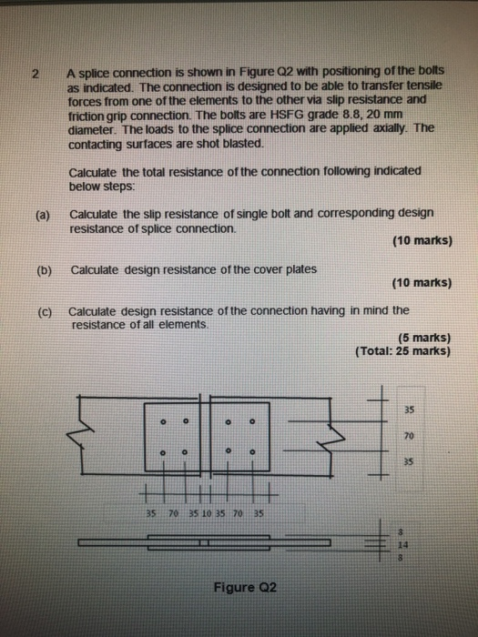2 A splice connection is shown in Figure Q2 with | Chegg.com