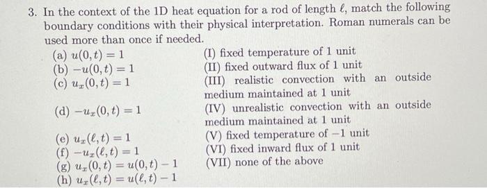 Solved 3. In the context of the 1D heat equation for a rod | Chegg.com