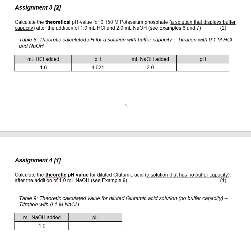 Solved Assignment 3 - ﻿The concentrations of NaOH and HCl | Chegg.com