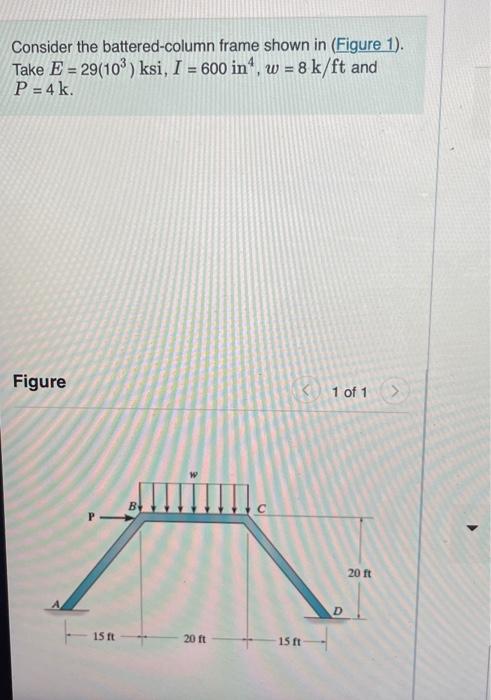 Solved Consider the battered-column frame shown in (Figure | Chegg.com