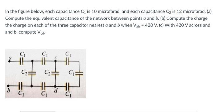 Solved In the figure below, each capacitance C1 is 10 | Chegg.com