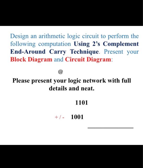 Solved Design an arithmetic logic circuit to perform the | Chegg.com