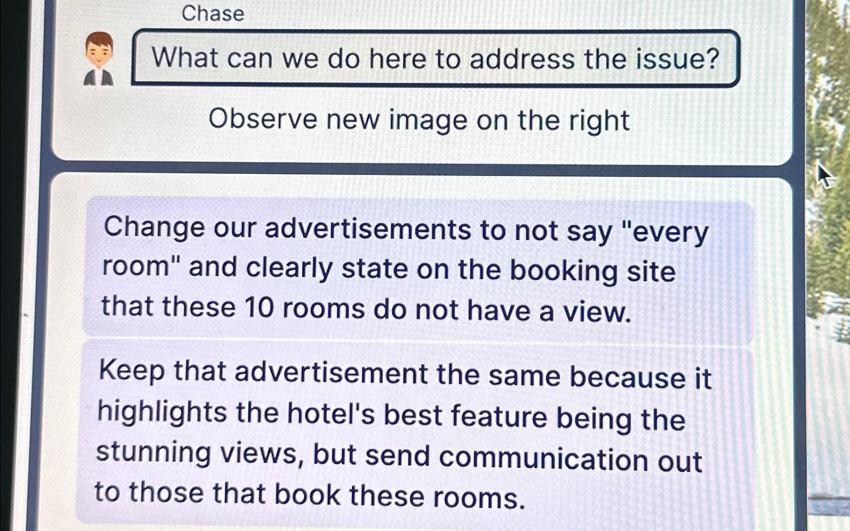 Solved ChaseWhat can we do here to address the issue?Change | Chegg.com
