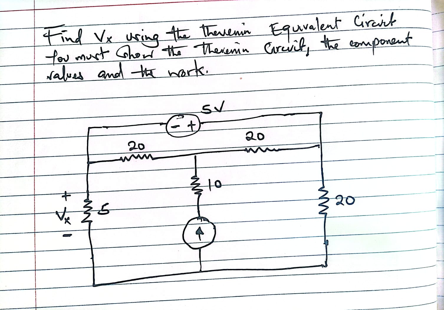 Solved Find Vx ﻿uring the theremin Equivalent Circirtfor | Chegg.com