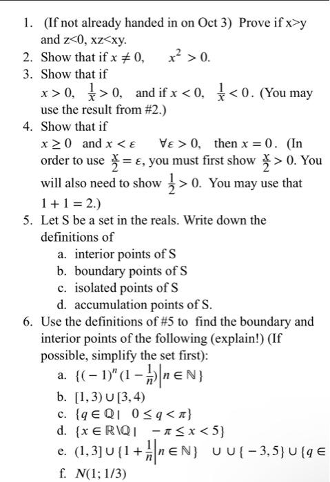 Solved 1. (If not already handed in on Oct 3) Prove if x>y | Chegg.com