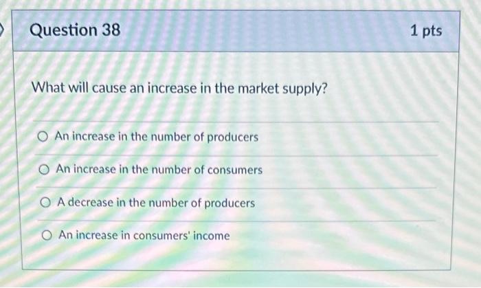 Solved What will cause an increase in the market supply? An | Chegg.com