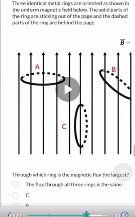 Solved Three identical metal rings are oriented as shown in | Chegg.com