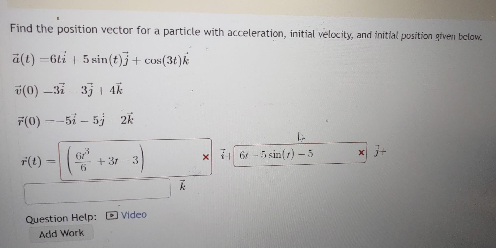 Find the position vector for a particle with | Chegg.com