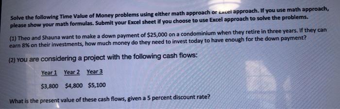 Solved Solve the following Time Value of Money problems | Chegg.com
