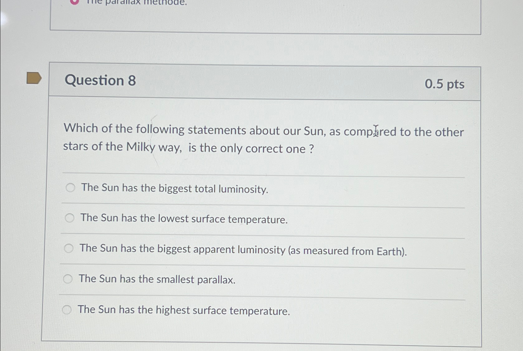 Solved Question 80.5ptsWhich of the following statements | Chegg.com