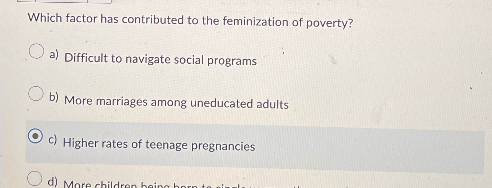 Solved Which factor has contributed to the feminization of | Chegg.com