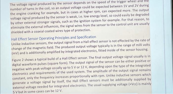 Solved Introduction Inductive and Hall Effect RPM sensors in | Chegg.com