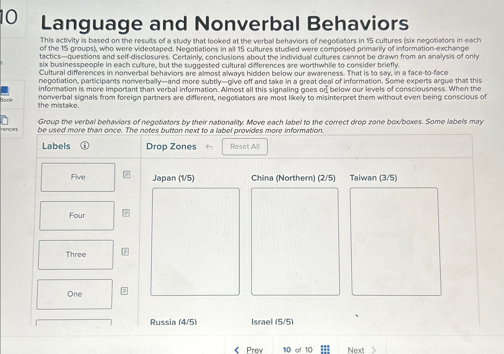 10 ﻿Language and Nonverbal BehaviorsThis activity is | Chegg.com