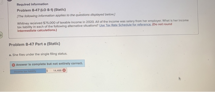Solved Required Information Problem 8-47 (LO 8-1) (Static) | Chegg.com