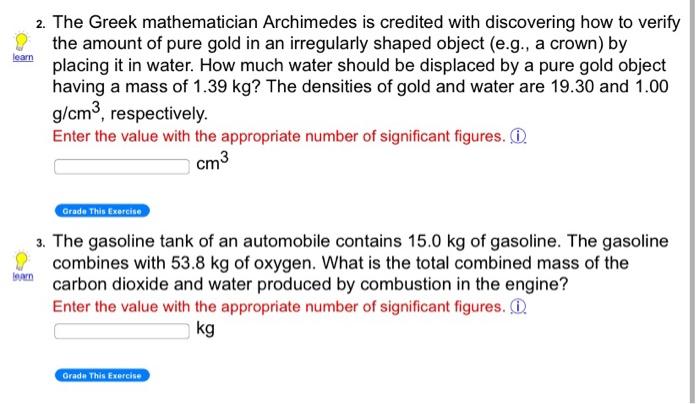 Solved 2. The Greek mathematician Archimedes is credited | Chegg.com