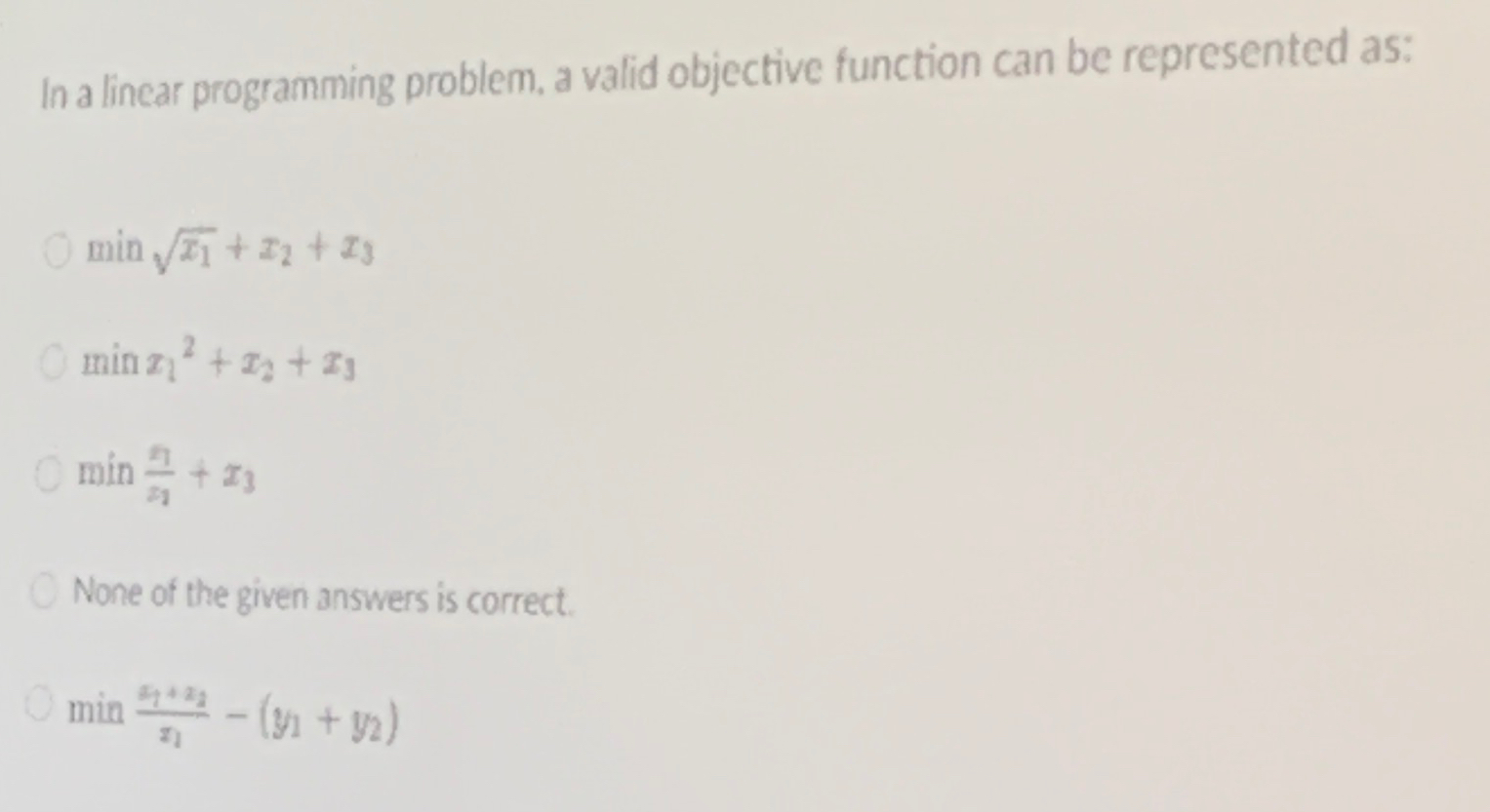 Solved In A Linear Programming Problem A Valid Objective