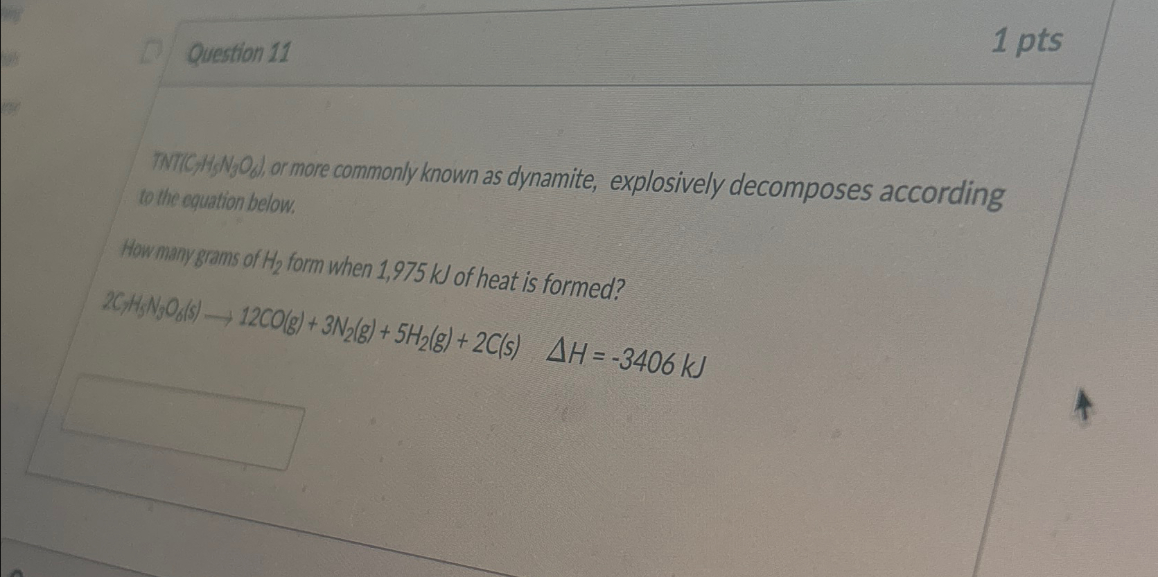 Solved Question 111 ﻿ptsto the equation below.Howmany grams | Chegg.com