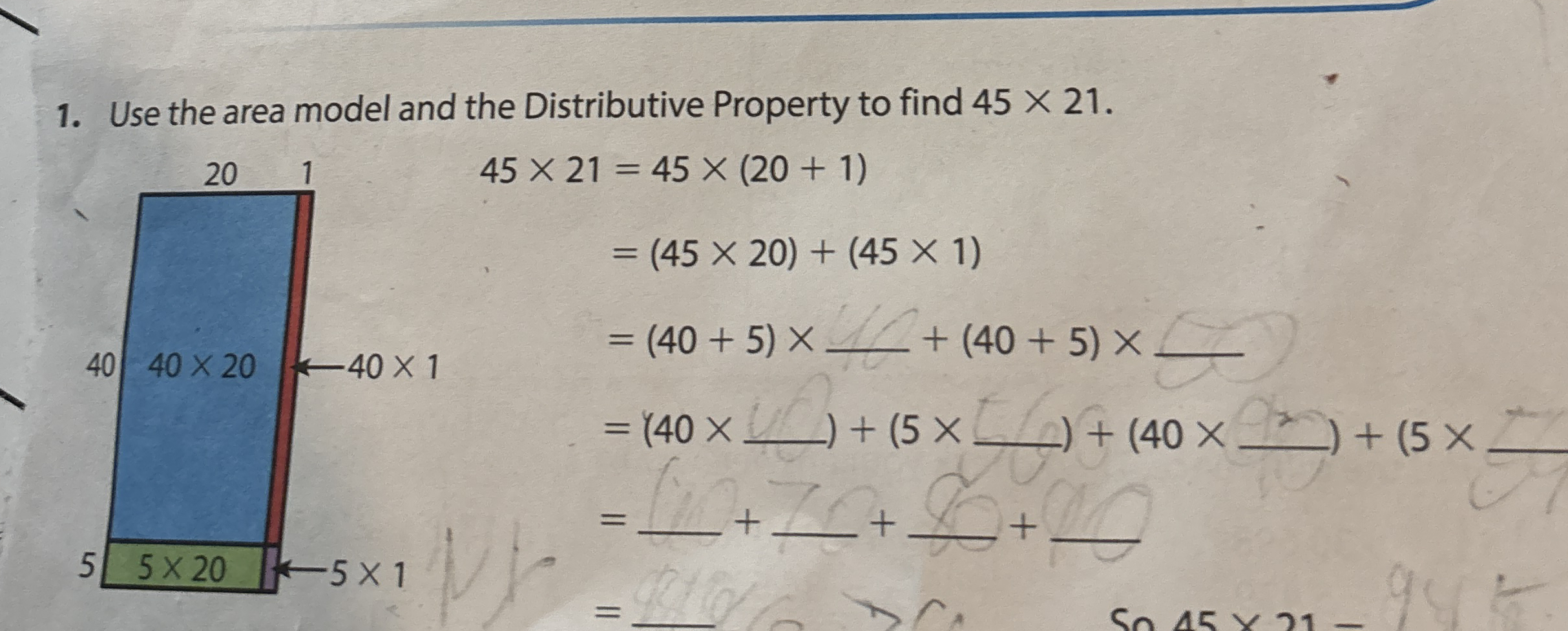 Solved Use the area model and the Distributive Property to | Chegg.com