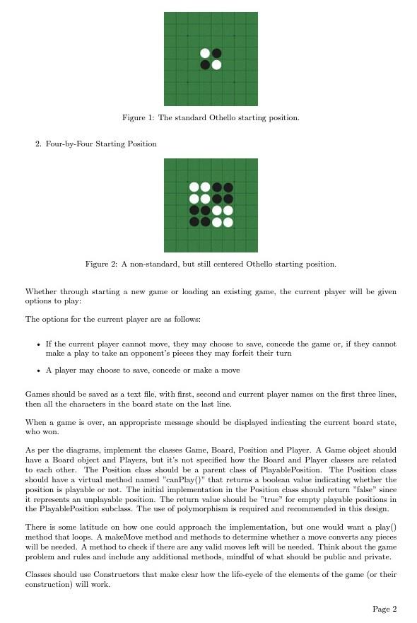 Solved Figure 1: The standard Othello starting position. 2. | Chegg.com