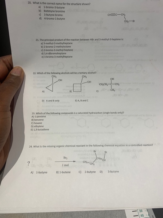 Solved 20. What is the correct name for the structure shown? | Chegg.com