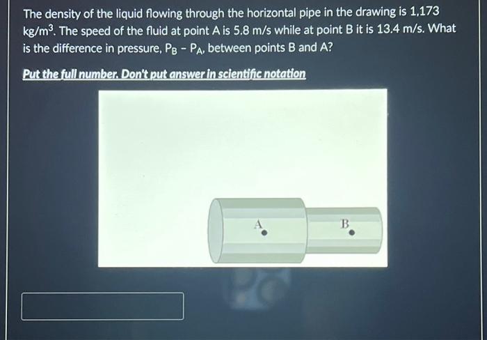 Solved The density of the liquid flowing through the | Chegg.com