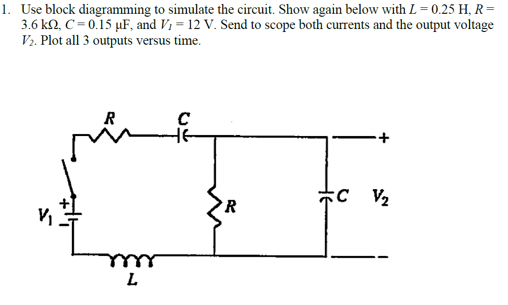 Use block diagramming to ﻿simulate the circuit. Show | Chegg.com