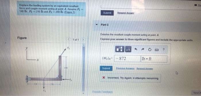 Solved Review Roplace the loading system by an equivalent | Chegg.com