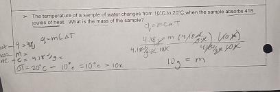 Solved The temperature of a sample of wainer changes from | Chegg.com