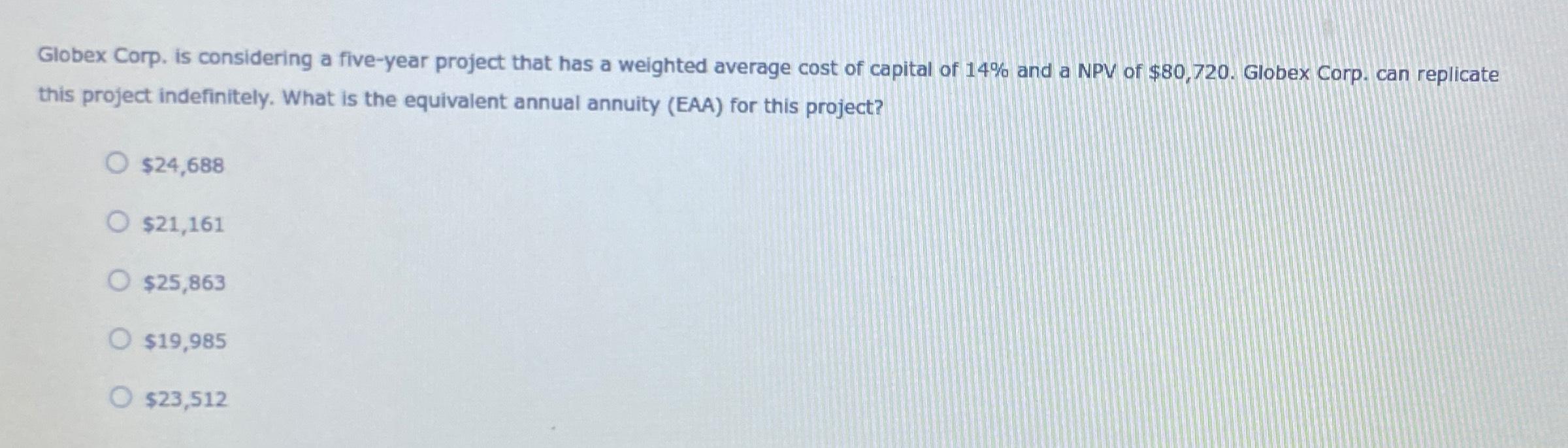Solved Globex Corp. is considering a five-year project that | Chegg.com