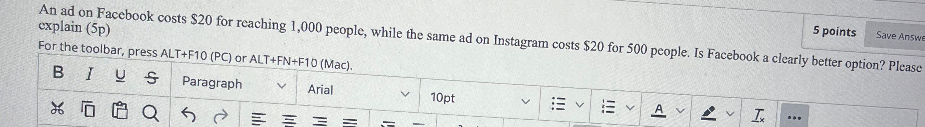 Solved an ad facebook costs $20 ﻿for reaching 1000 ﻿people | Chegg.com