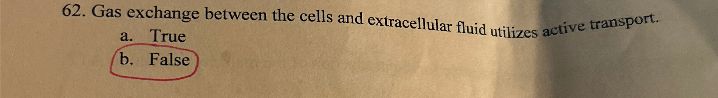 Solved Gas exchange between the cells and extracellular | Chegg.com