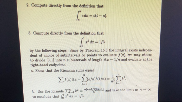 Solved 2. Compute directly from the definition that cdx = | Chegg.com